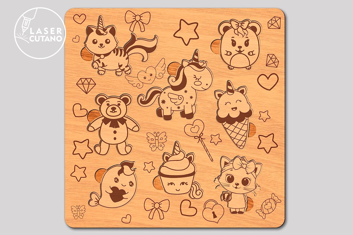 KIDS PUZZLE Laser File Childrens Puzzle File for Cutout, Cnc Pattern ...