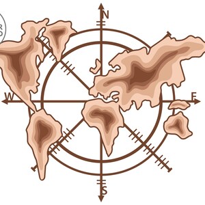 COMPASS MAP Laser Cut File Svg World Map CNC and Laser Cutter Svg ...