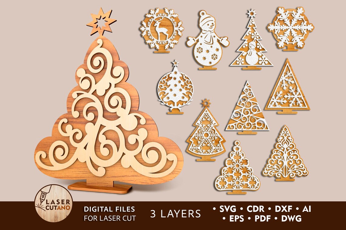 Svg CHRISTMAS Laser Cut Files Engraved and Christmas - Etsy