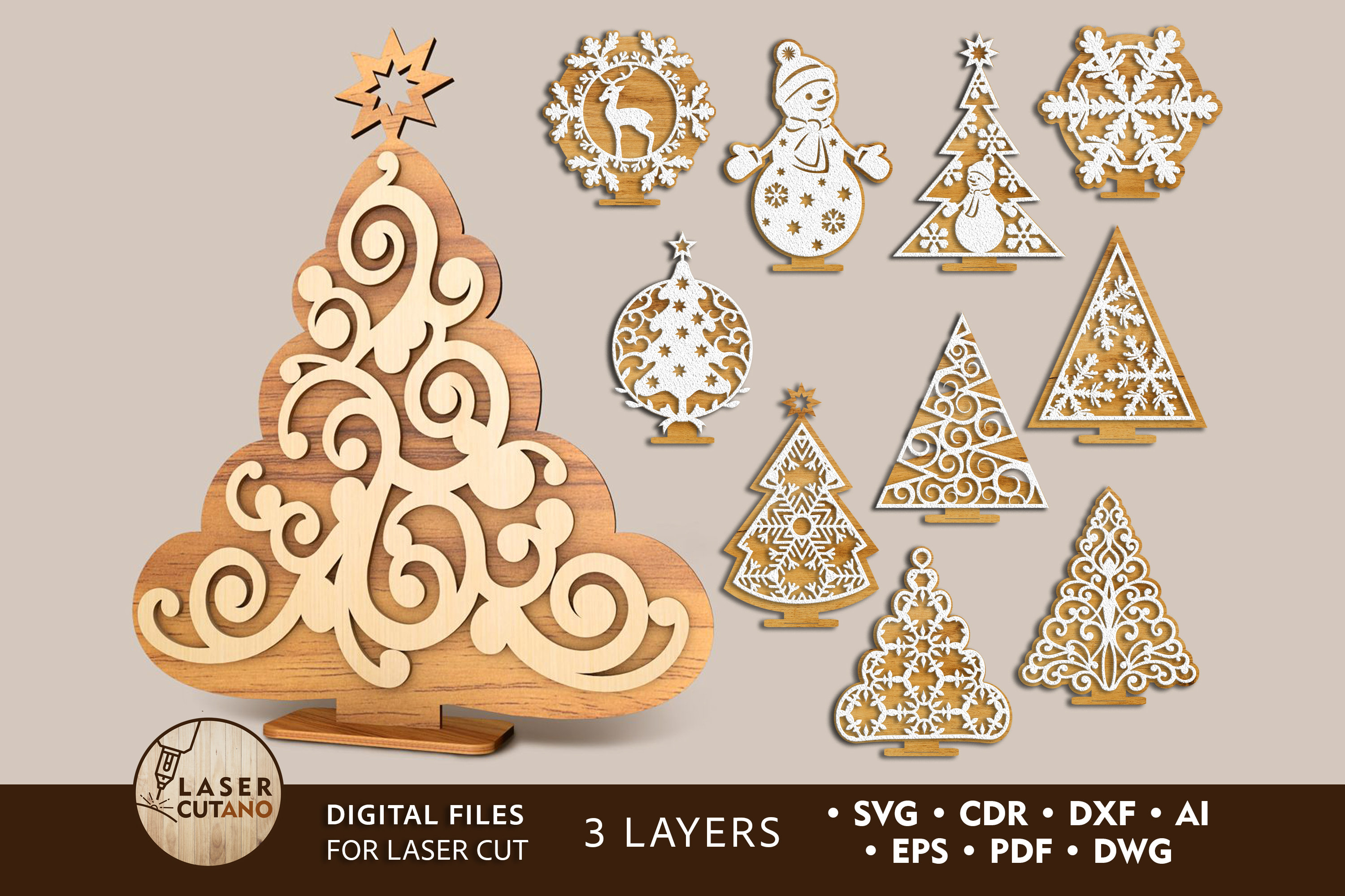 Svg CHRISTMAS Laser Cut Files Engraved and Christmas - Etsy