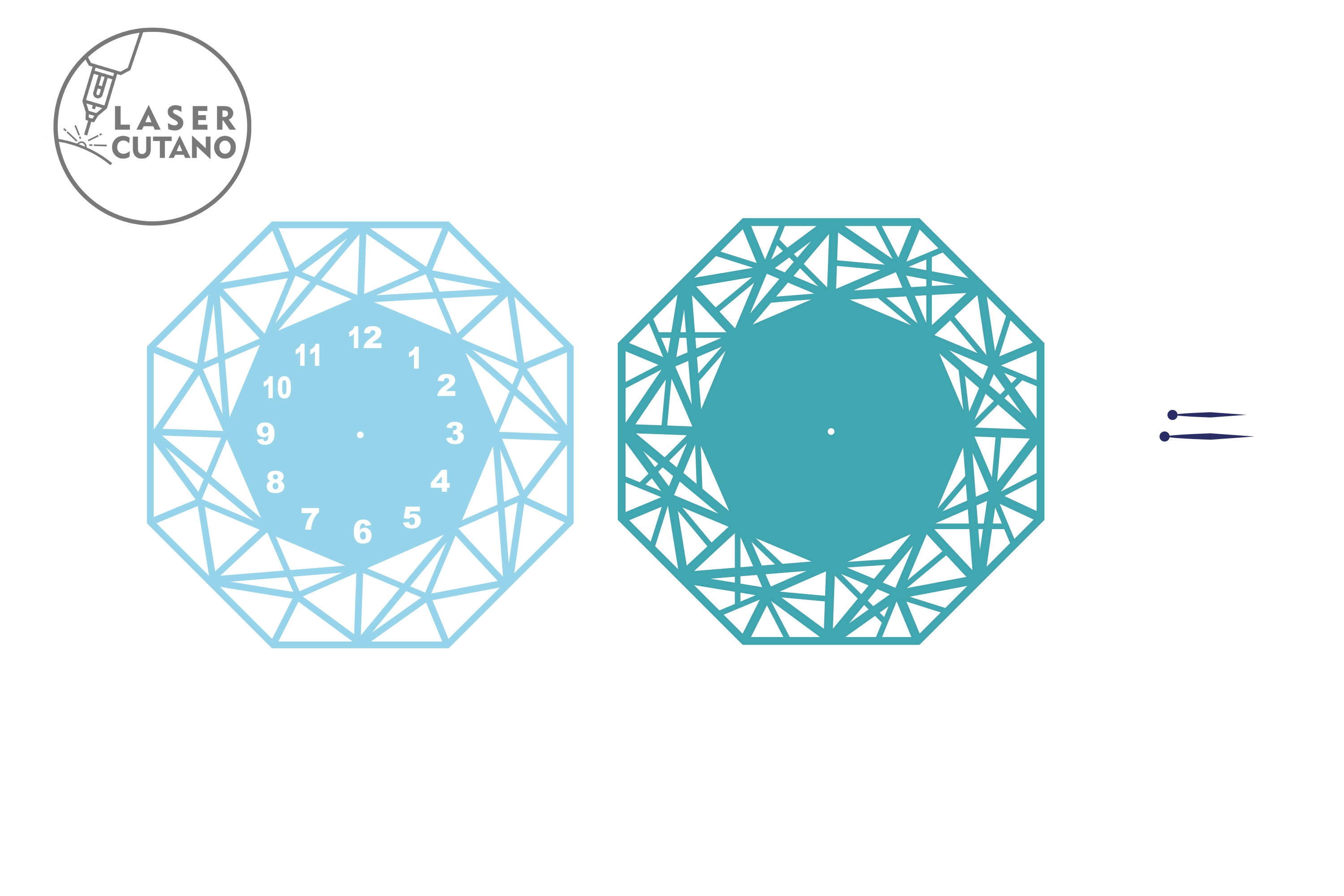 Clock Laser Cut Clock Wall Polygonal Laser Cut Wall Art Cnc | Etsy