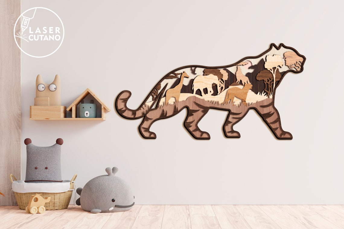 Laser Cut Wood Wall Art TIGER Svg File Cut Template Vector - Etsy