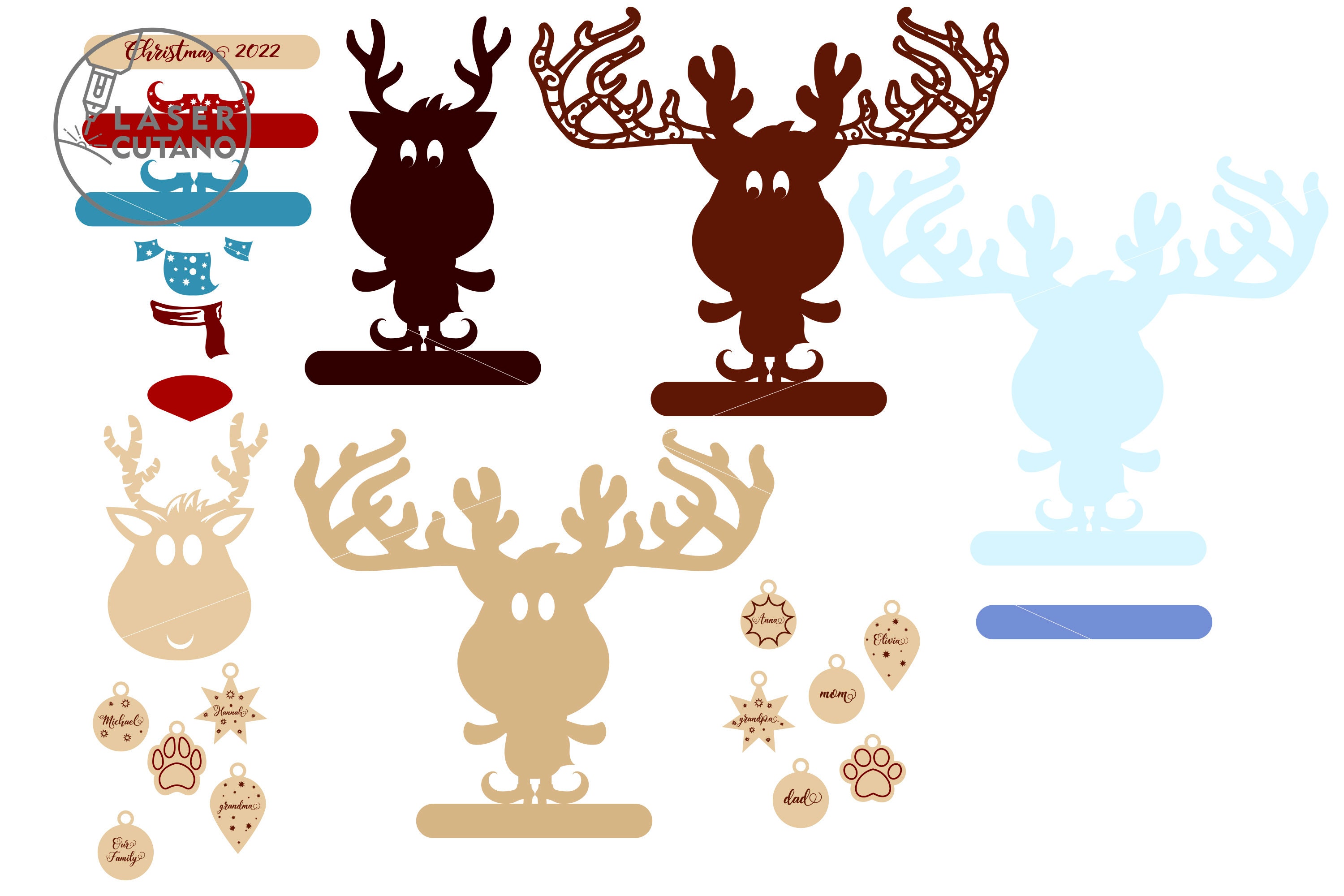 DEER CHRISTMAS Dxf File Laser Cutting Templates and File Laser Cut ...