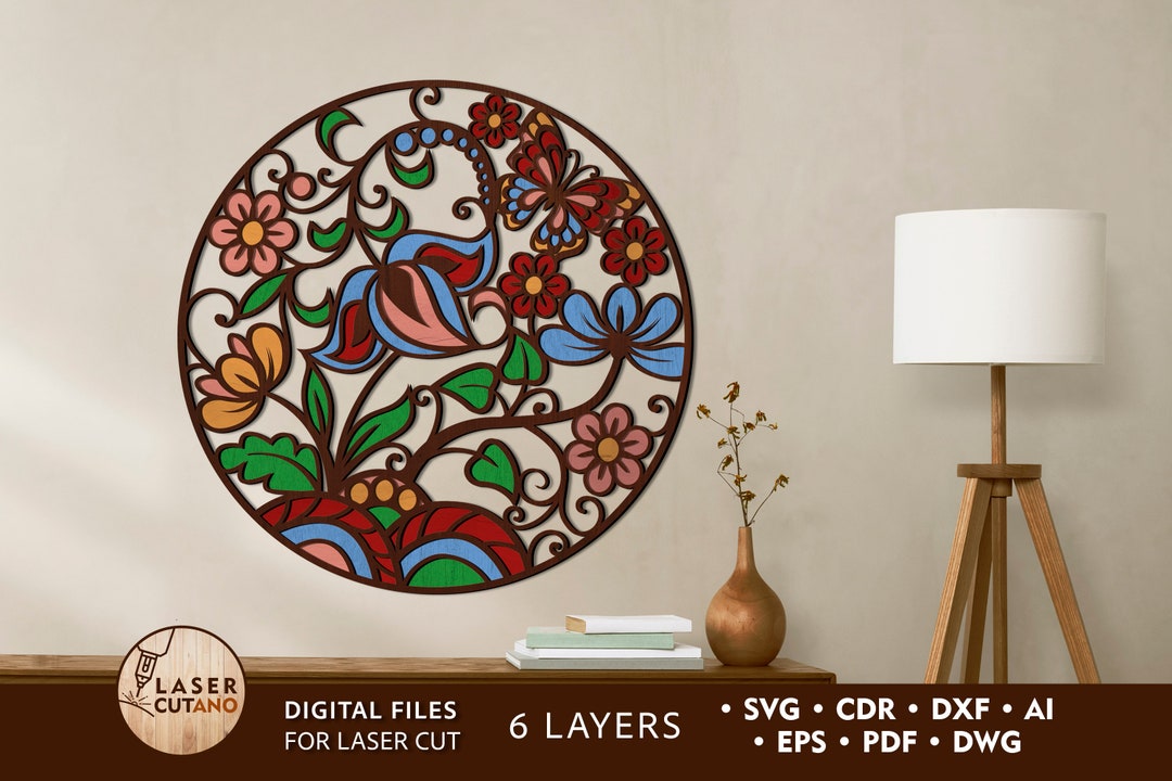 Floral Multilayer Laser Cut File SVG Patterns and Laser Cut Flowers ...