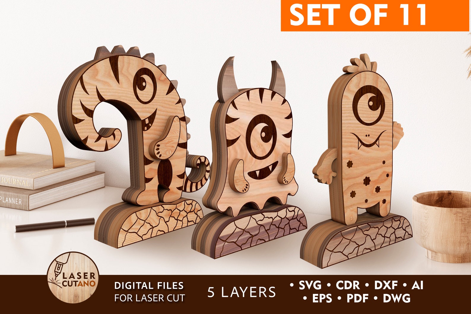 MONSTERS Laser Cut Files Halloween Svg Laser Engraved and - Etsy