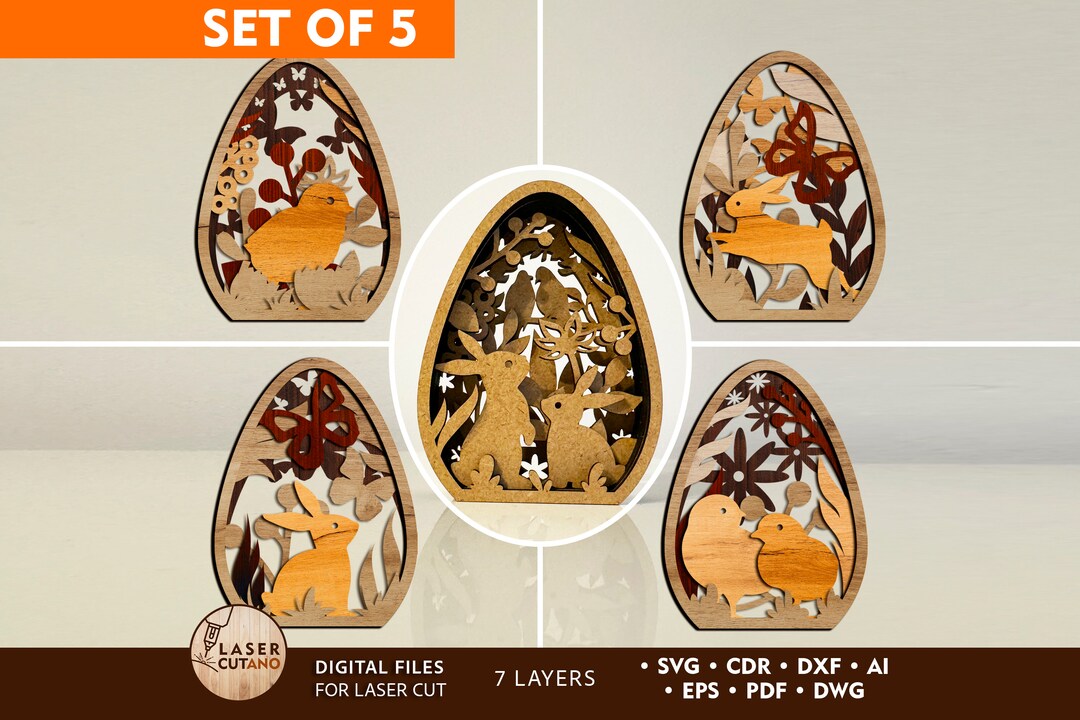Laser Svg Easter Laser Cut Files for Xtool and Easter Dxf File, Egg ...