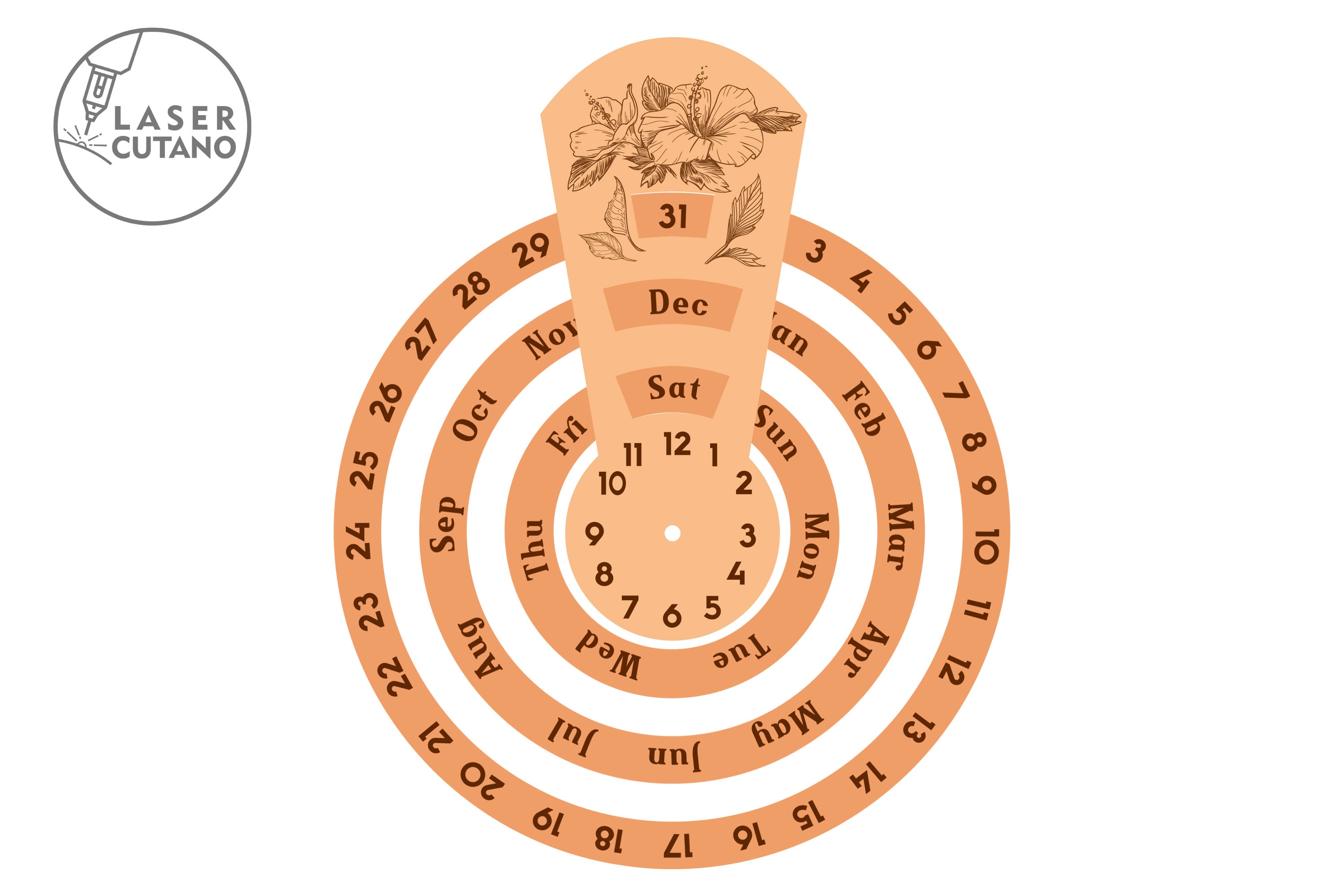 Laser Cut File CALENDAR WATCH Dxf Cutting File and Laser Cut - Etsy ...