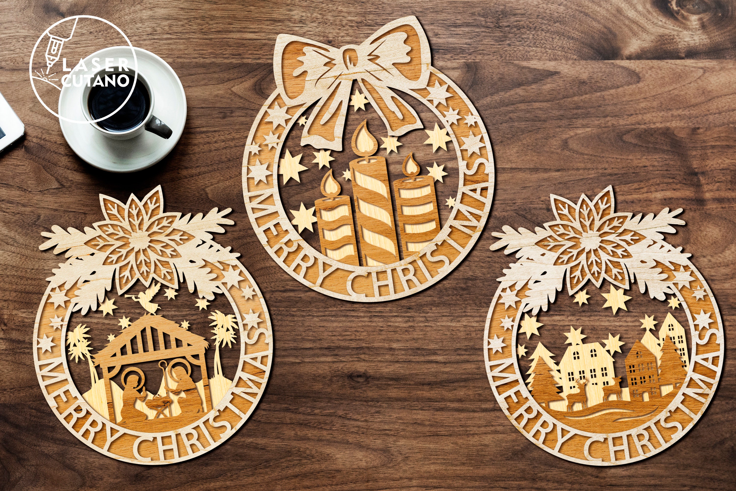 CHRISTMAS Ornaments SVG Laser Cut Files and Laser Christmas - Etsy