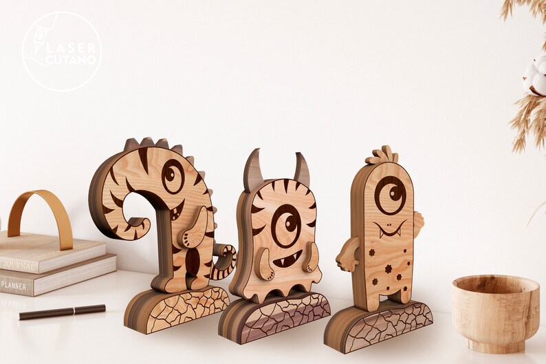 MONSTERS Laser Cut Files Halloween Svg Laser Engraved and - Etsy