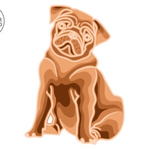 PUG DOG Laser Cut Files Svg Dog File and Dog Dxf Wood, Layered Dog Svg ...