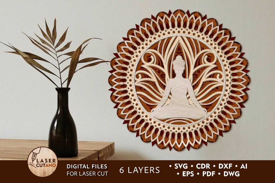 BUDDHA Svg Files for Laser Mandala Laser Cut Template and Mandala Svg ...