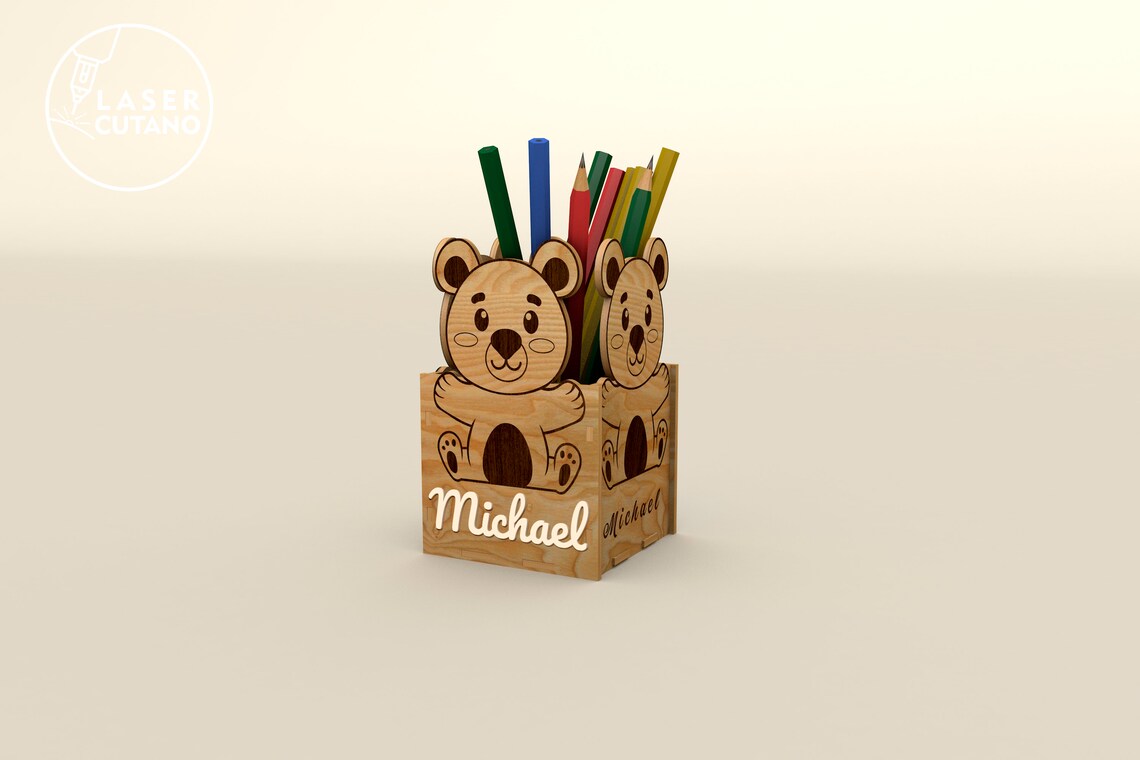Pencil Holder Laser Cut File Personalized Laser Engraved and Pencil ...