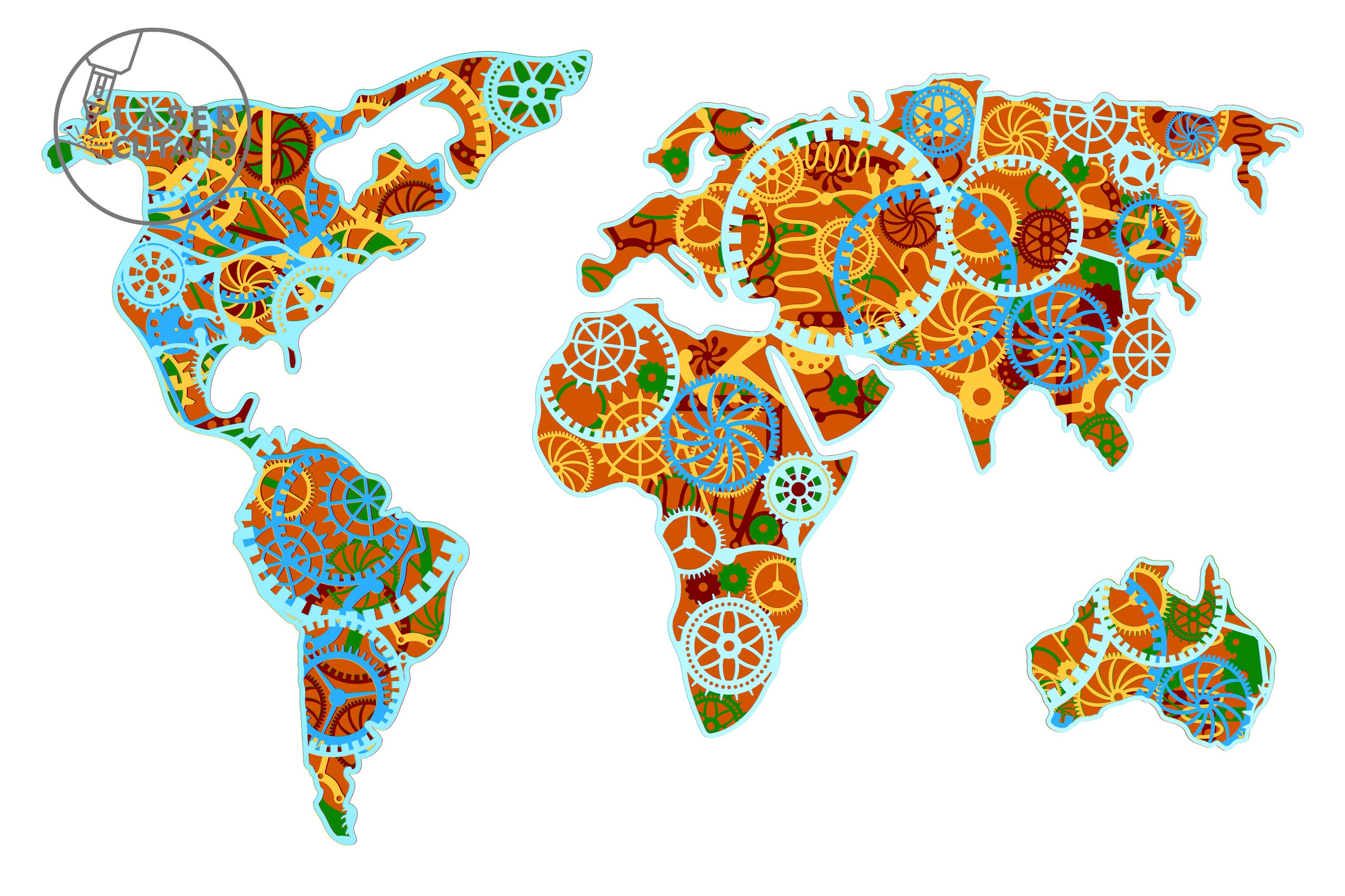 World Map Svg Files for Cricut Laser Cut Files STEAMPUNK MAP | Etsy