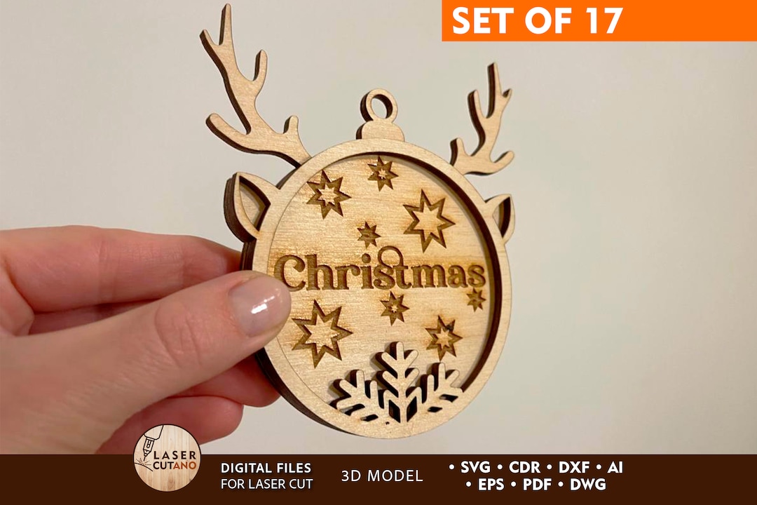 Laser Cut Files Christmas Ornaments Dxf Laser Engraving File and ...