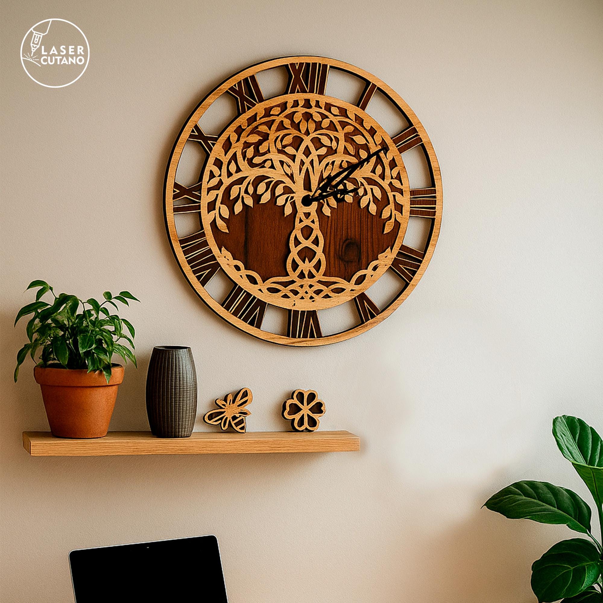 Clock Laser Cut Wall Decor Tree of Life Home Decor Wall Art Layered Svg ...