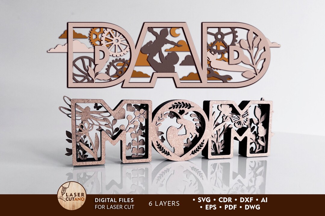 MOM DAD Laser File Mother's Day Laser Cut Files Father's Day Svg Laser ...