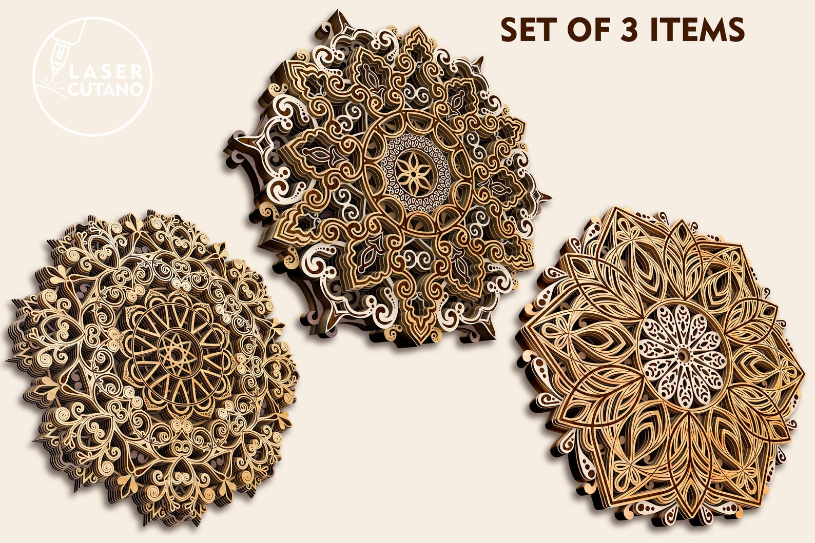 Laser MANDALA Svg Set Laser Cut File Multi Layer Template for Cutting ...