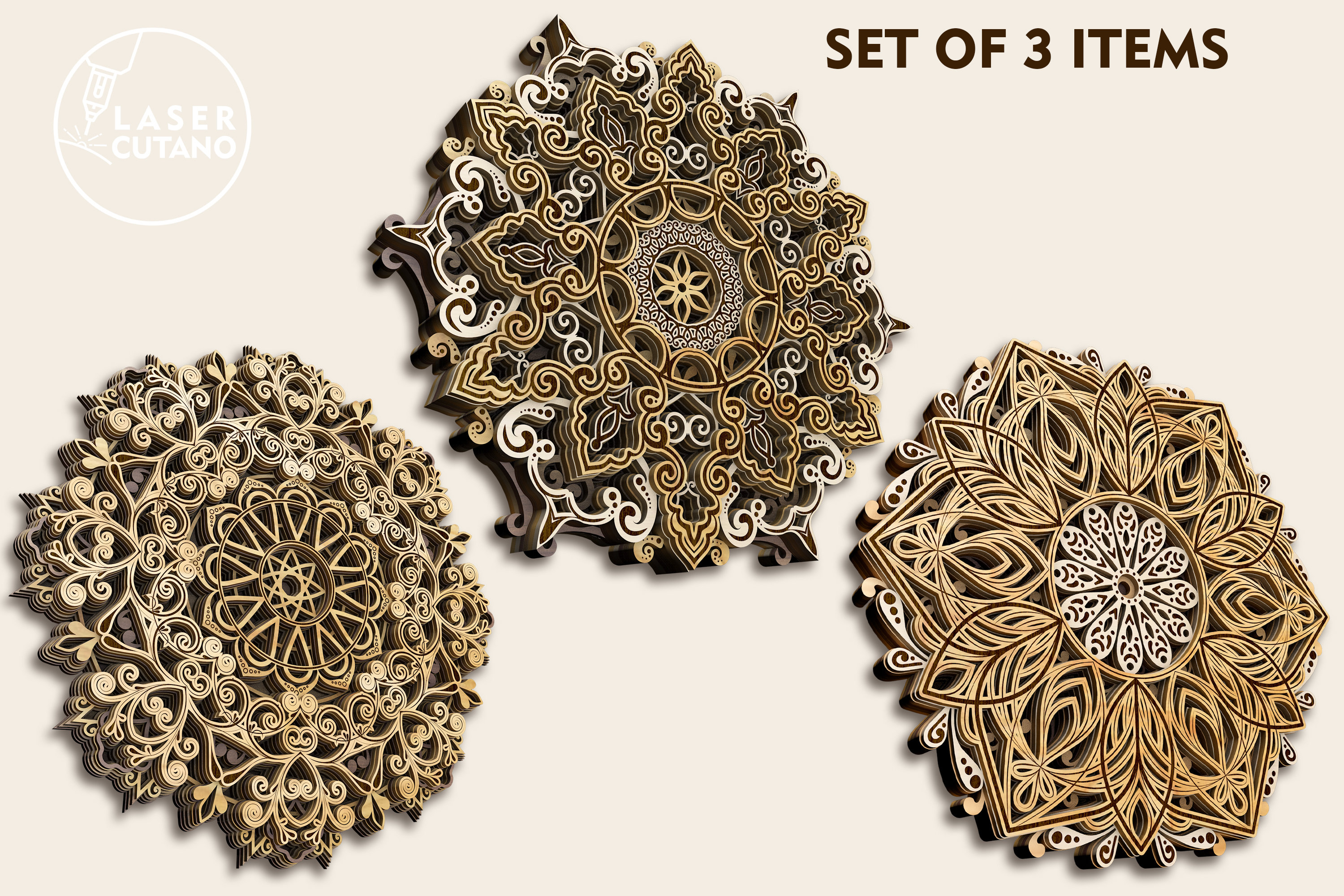Laser MANDALA Svg Set Laser Cut File Multi Layer Template for - Etsy
