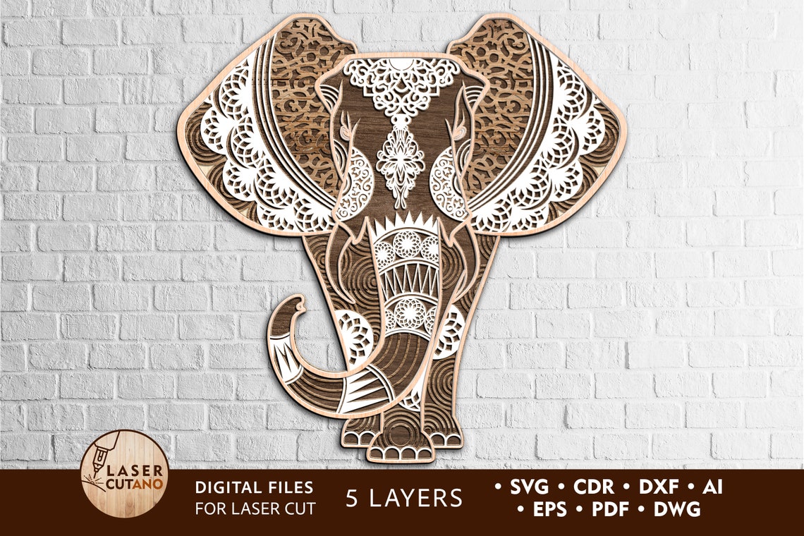 Vector Files for Laser ELEPHANT laser cut file svg and lazer | Etsy
