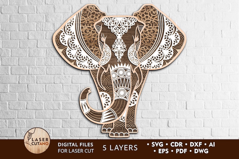Vector Files for Laser ELEPHANT Laser Cut File Svg and Lazer Cut Wood ...