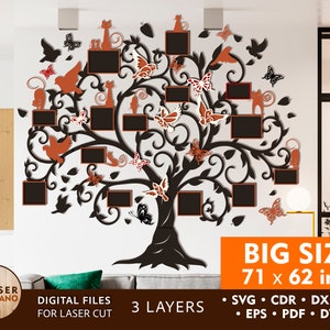 FAMILY TREE Laser Cut File Photo Frames Svg Dxf Cdr, Laser Cut Cnc File ...