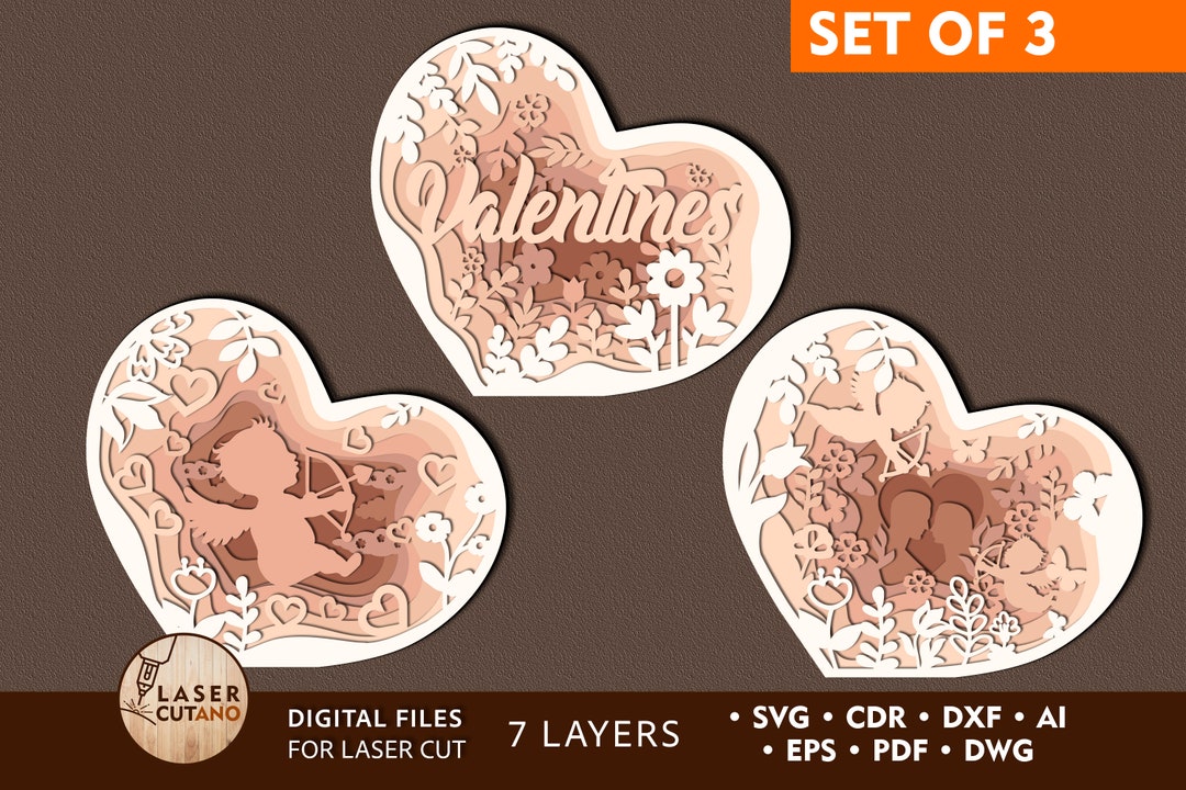 Svg Valentines Day Heart Laser Cut File and Valentine Svg Laser, Dxf ...