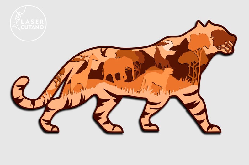 Laser Cut Wood Wall Art TIGER Svg File Cut Template Vector - Etsy