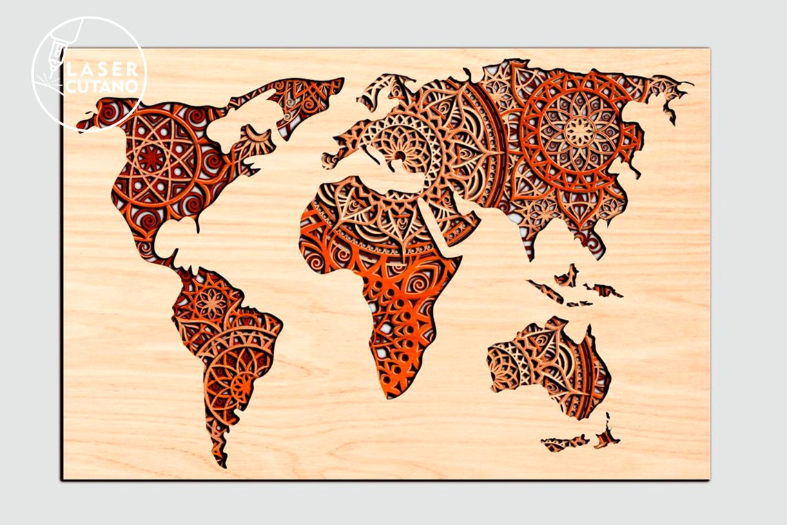 WORLD MAP Laser Files for Cutting Svg and Map Laser Engraving - Etsy