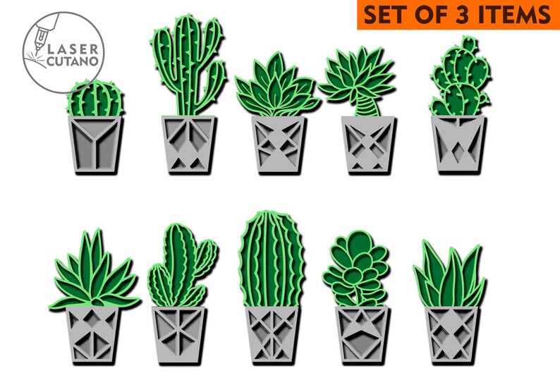 CACTUS Laser Cut File Svg Succulent Laser File and Laser Cut Wood ...