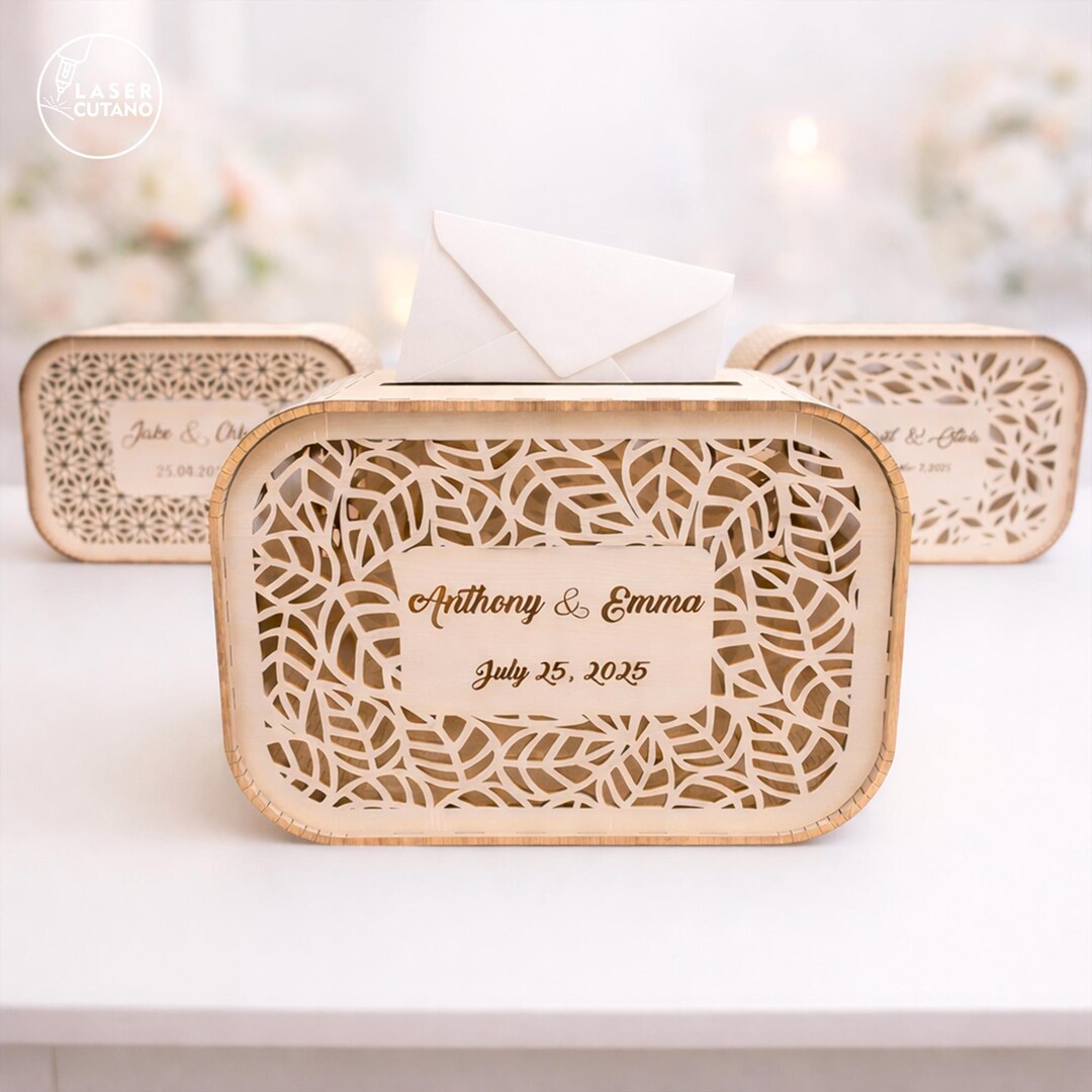 Wedding Card Box Laser Cut Files SVG DXF, Personalized Wedding Money ...