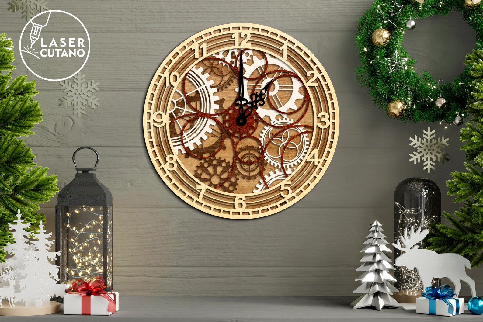 WATCH Laser Cut File Wood Cutting File and Laser Cut Wall Clock Vector ...