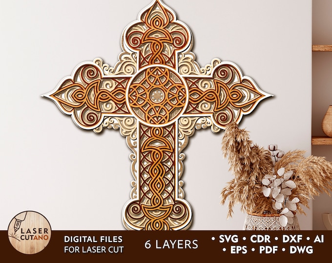 Christian Jesus Santa Maria Cross en capas Archivo digital SVG DXF ...