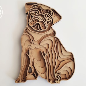 PUG DOG Laser Cut Files Svg Dog File and Dog Dxf Wood, Layered Dog Svg ...