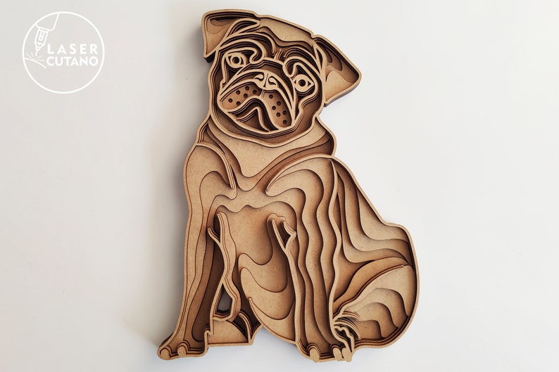 PUG DOG Laser Cut Files Svg Dog File and Dog Dxf Wood, Layered Dog Svg ...