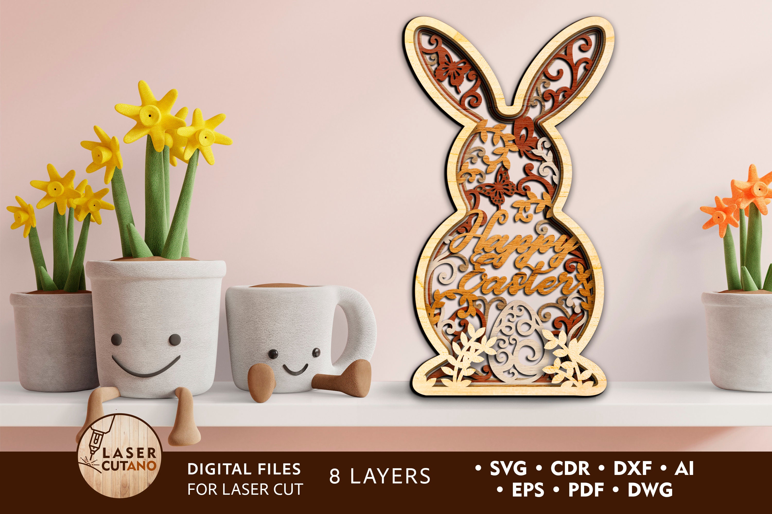 Easter Bunny Svg Laser Files for Cutting Plotter File Svg - Etsy