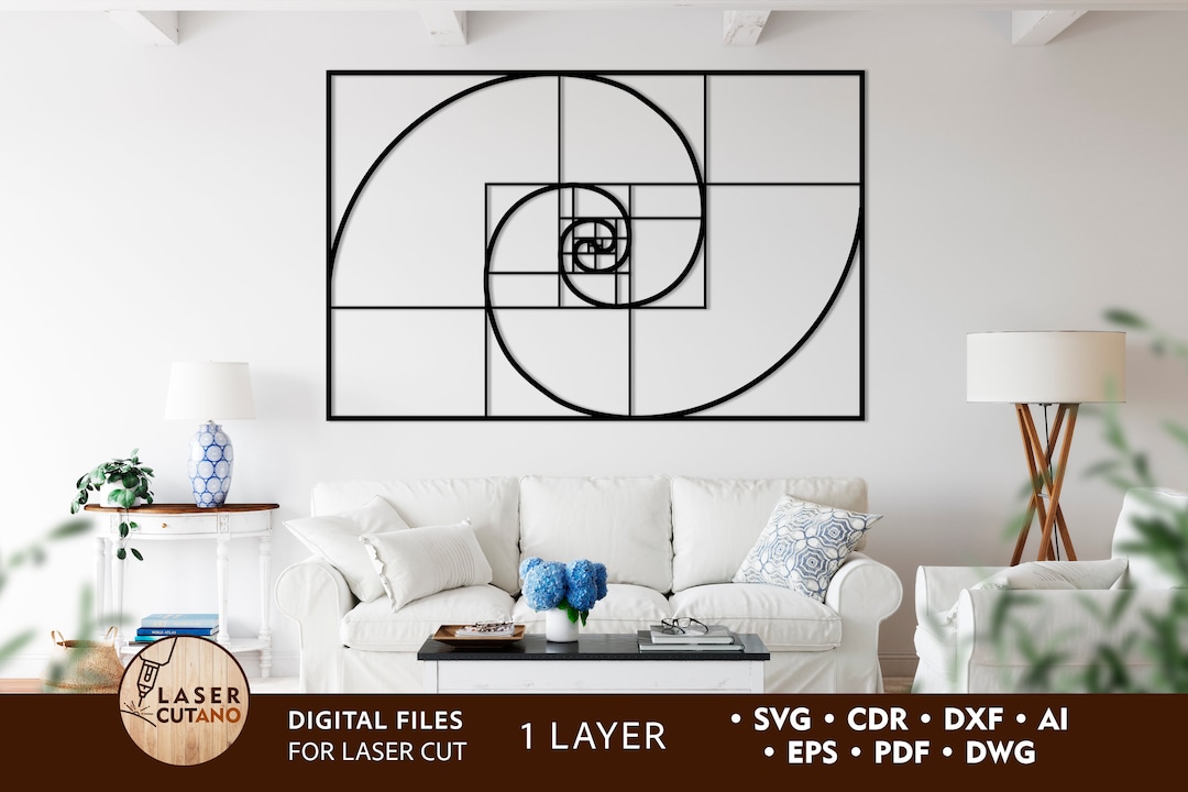Laser Cut Files FIBONACCI Geometric Laser Cut Wall Art and Laser ...