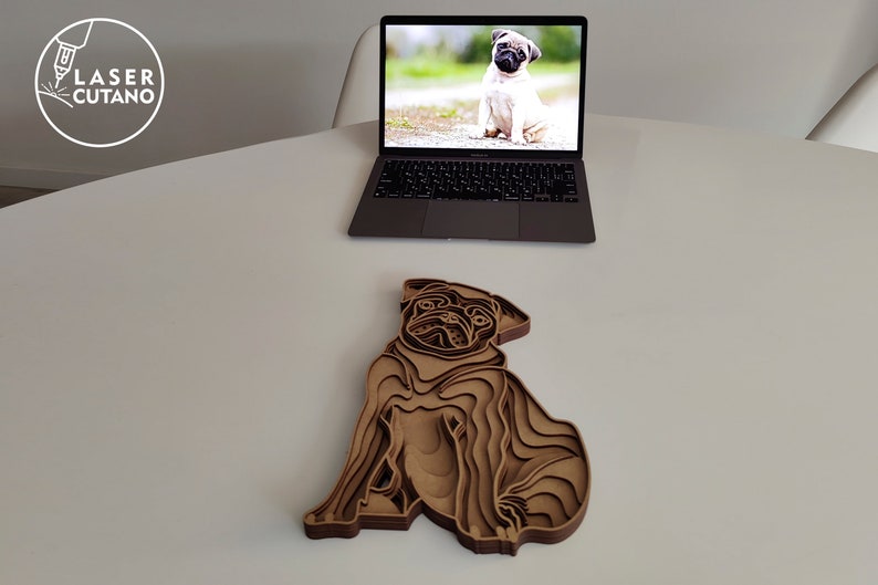 PUG DOG Laser Cut Files Svg Dog File and Dog Dxf Wood, Layered Dog Svg ...