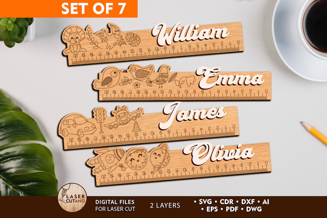 Custom Rulers Laser Files and Custom Ruler Laser Plans, Kids Ruler Dxf ...