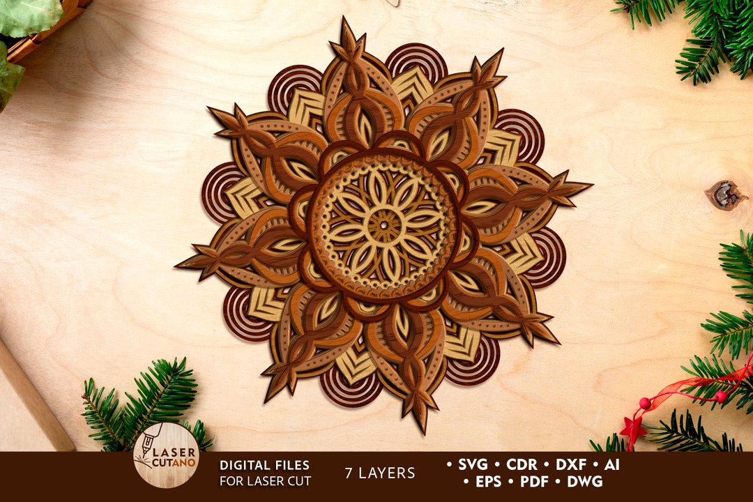 Laser Cut MANDALA Files Svg Layered Glowforge Files and 3d Svg, Mandala ...