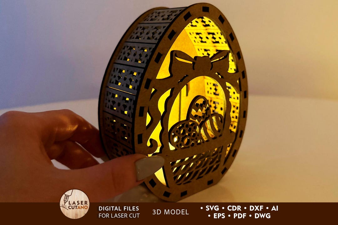 Lantern Laser Cut Easter Glowforge, Laser Engraved Tea Light, Egg ...