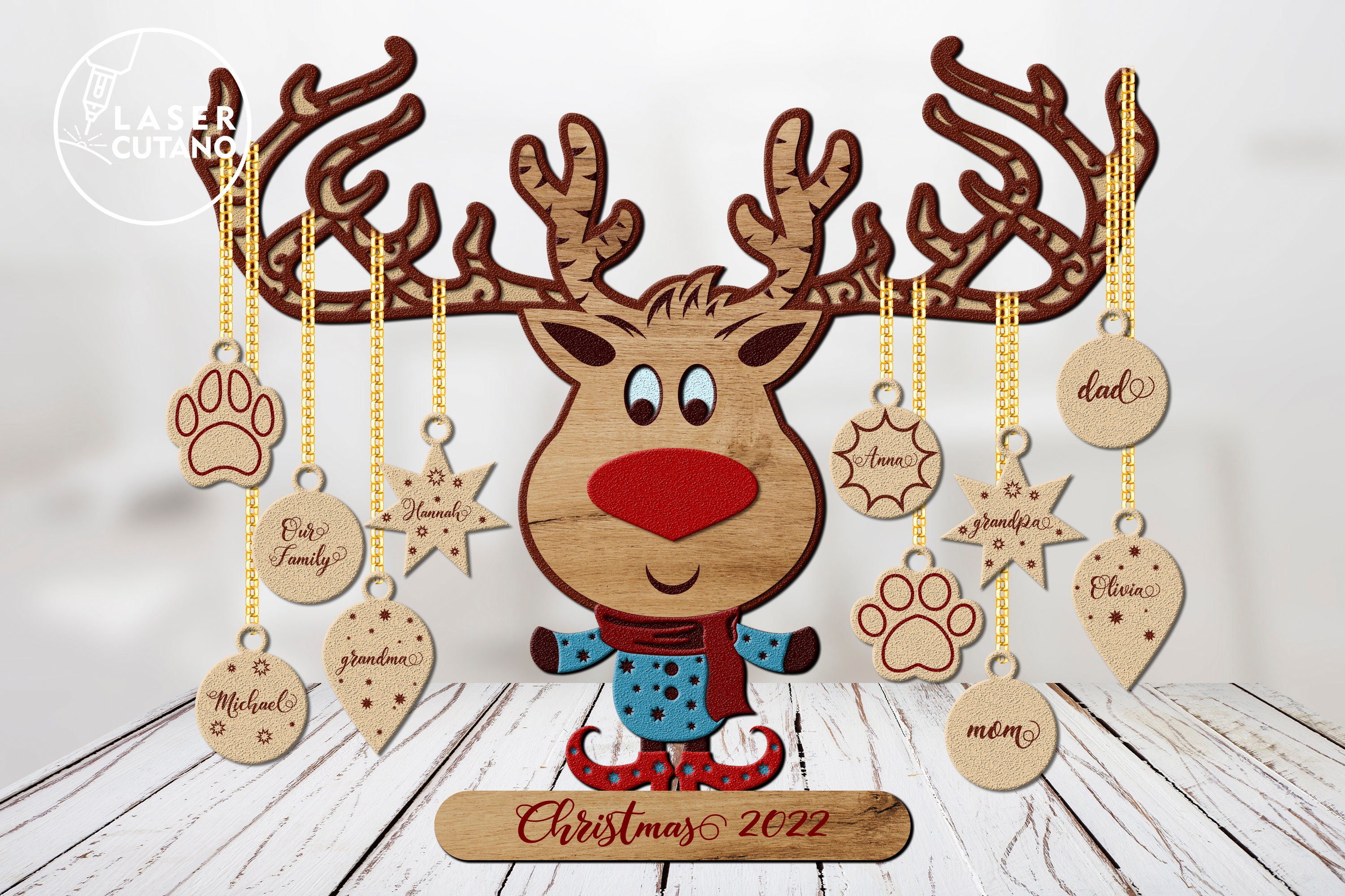 DEER CHRISTMAS Dxf File Laser Cutting Templates and File Laser Cut ...
