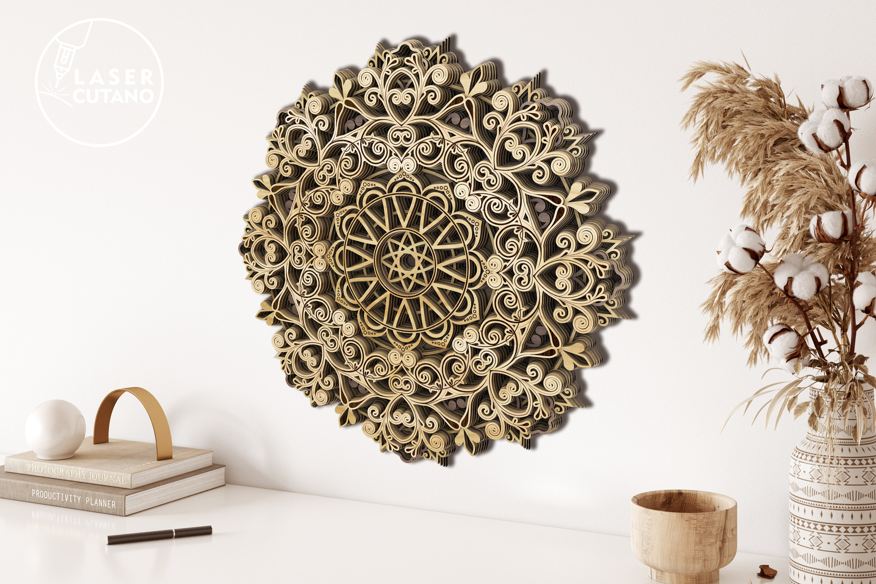 MANDALA With Engraving Laser Cut File SVG and Multi-layer - Etsy