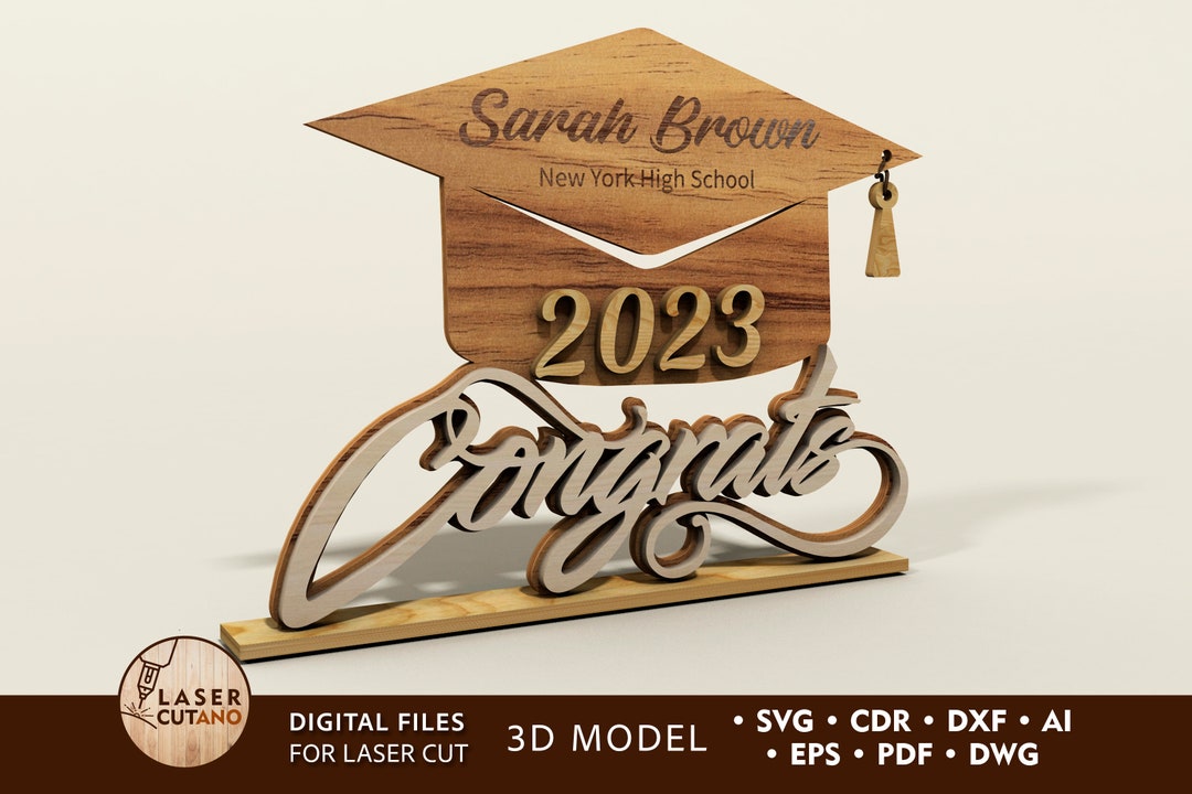 Graduation Laser Cut File Svg Dxf School Glowforge and School Laser ...