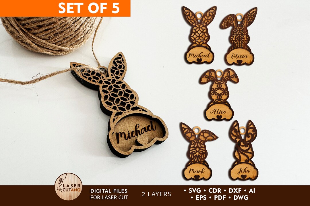 Laser Cut Files Easter Tags Svg Files and Custon Easter Basket Tag ...