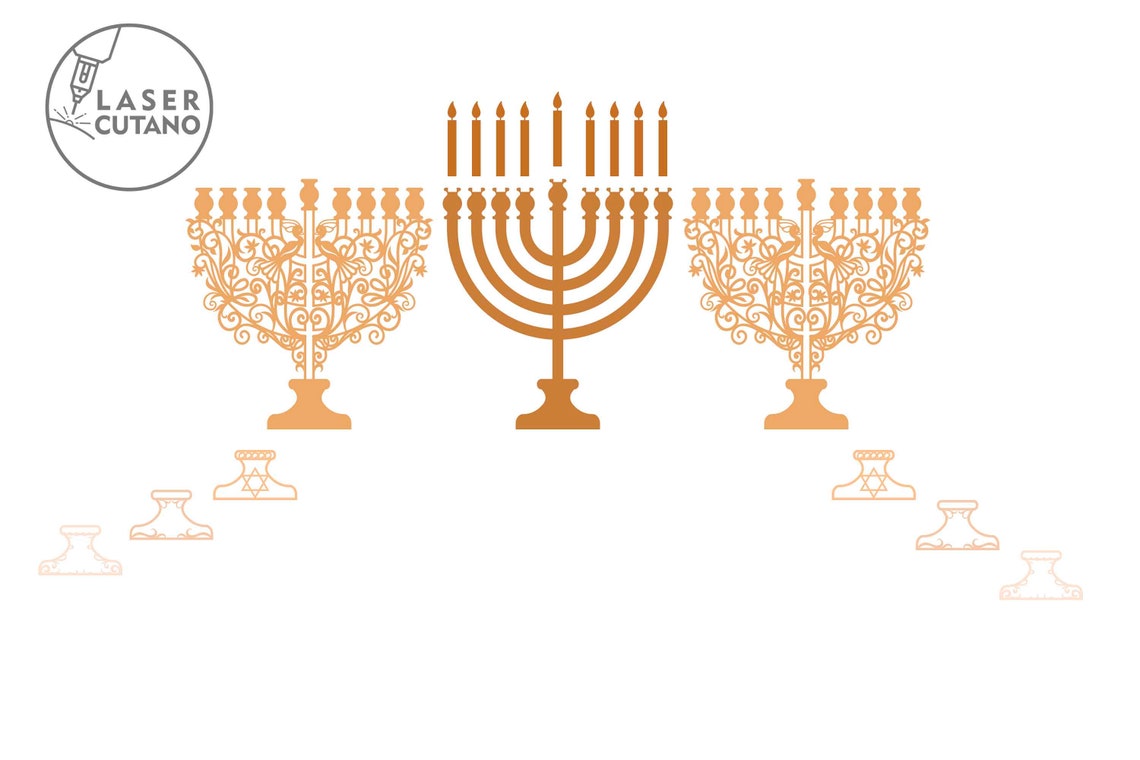 MENORAH Laser Cut File Hanukkah Svg 3D and Menorah Candles Laser ...