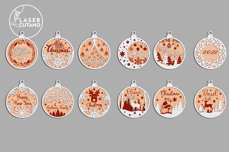 Svg Christmas Ornaments Laser Cut Files Bundle Templates New Etsy