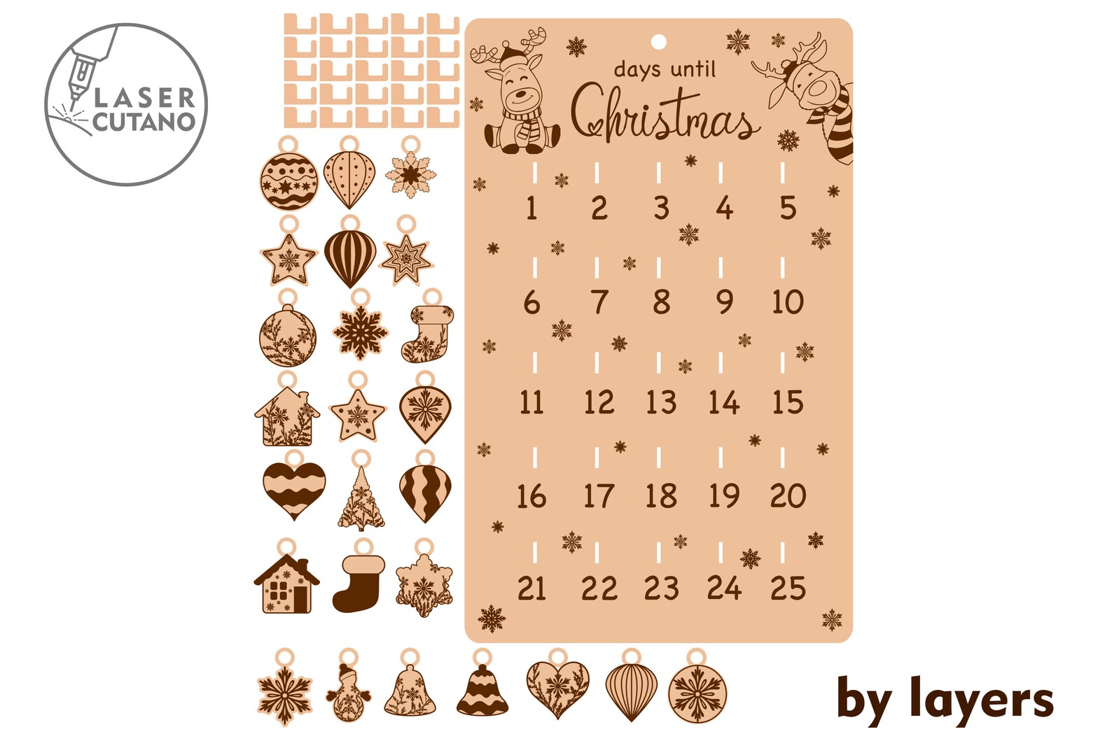 Laser Cut CALENDAR Christmas Until Days Dxf Countdown and Laser Cutting ...