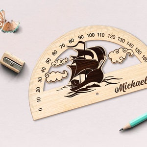 Protractor Ruler Svg Laser Cut File Personalised Wooden Ruler and ...