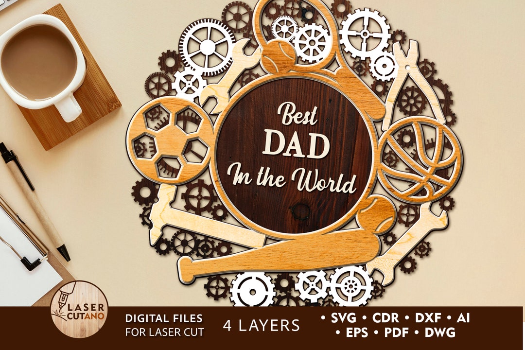 DAD Svg Fathers Day Laser Cut File Dxf Father Cnc Pattern and Father's ...