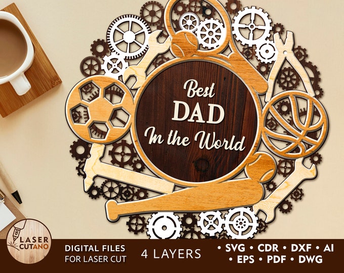 DAD Svg Fathers Day Laser Cut File Dxf Father Cnc Pattern and - Etsy
